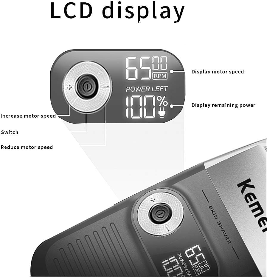 KEMEI Razor Barber for Men,Electric Razor Rechargeable with Beard Trimmer,Cordless Lithium Titanium Razor with Travel Case