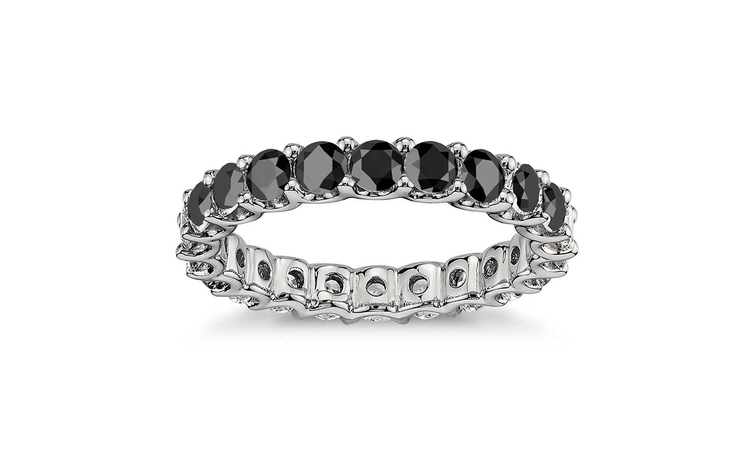 3.50mm Sterling Silver Black Cubic Zirconia Luxury Eternity Band (8)