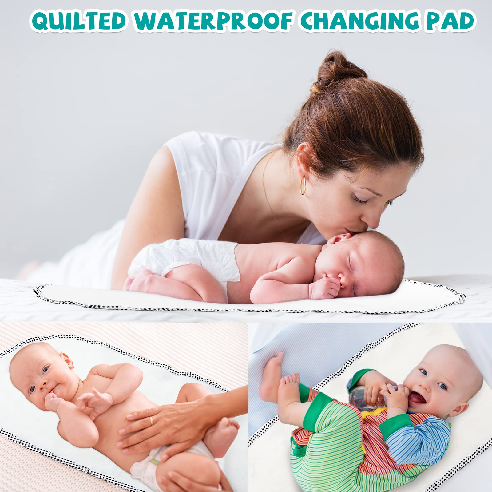 24 Pcs White Waterproof Changing Pad Liners Portable Reusable Changing Pad Liners Soft Flannel Cotton Baby Diaper Changing Table Pads for Newborn Boys Girls 12 x 23 Inch
