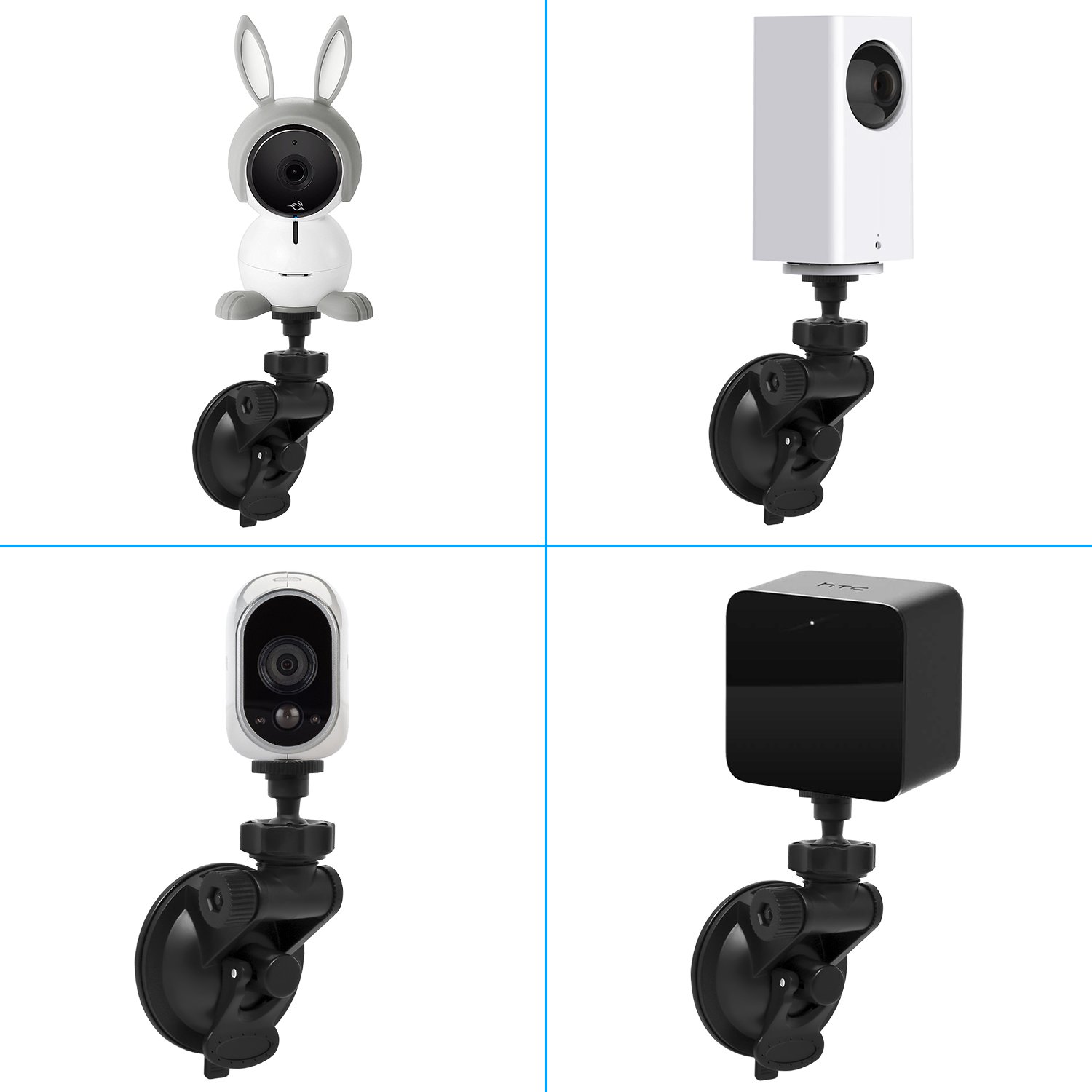 Camera Adhesive Suction Cup Wall Mount For Wyze Cam V3/Pro,for Wyze Cam Pan/V3,for Oculus Sensor,for HTC Vive Base Station,Swivel 360° Adjustable In/Outdoor Bracket with Washable Silica Gel(2 Pack)