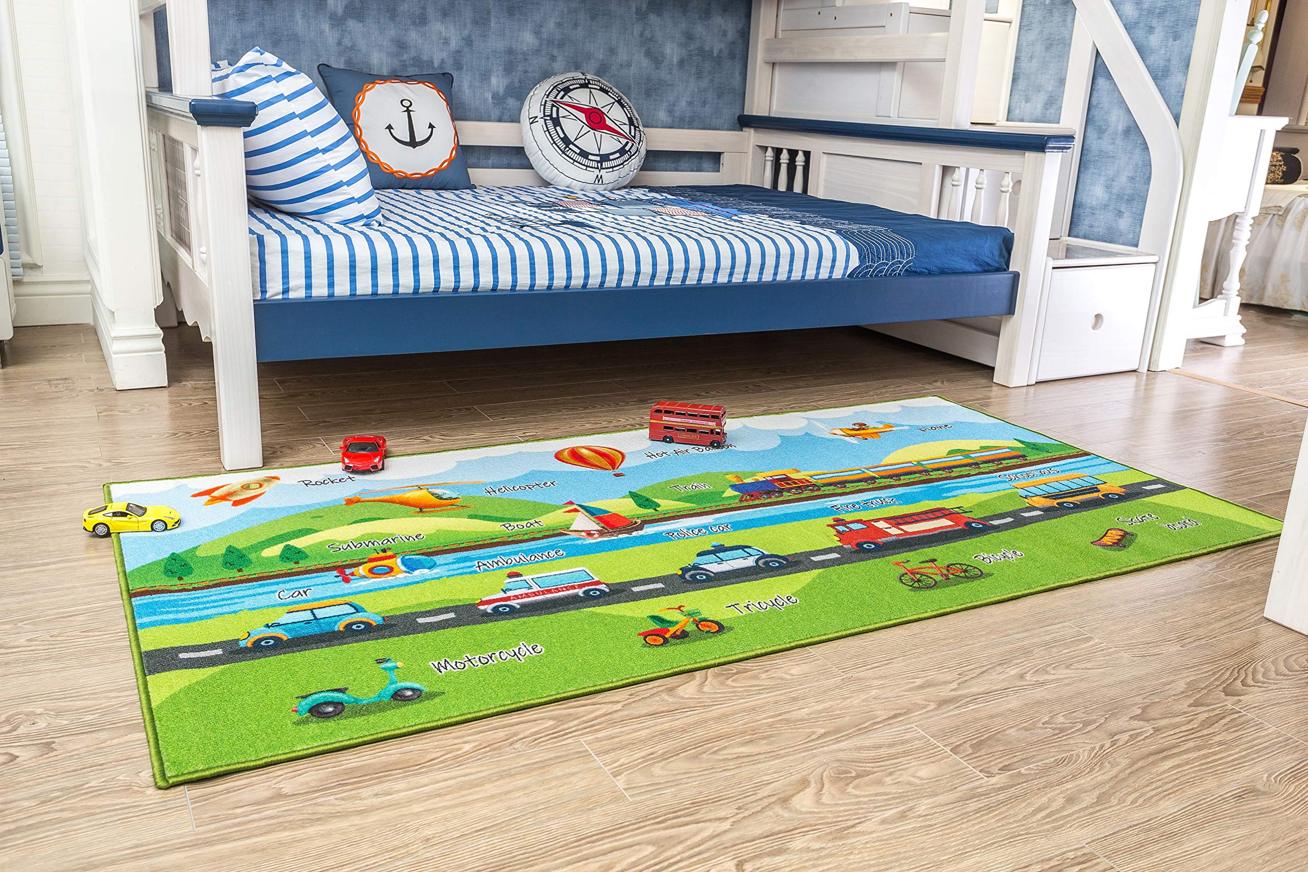 Furnish my Place 764 Transportation Rug | HD Modes of Transportation Children Educational | Classroom | Nursery Room Area Rug | Multicolor (3'3"x6'6")