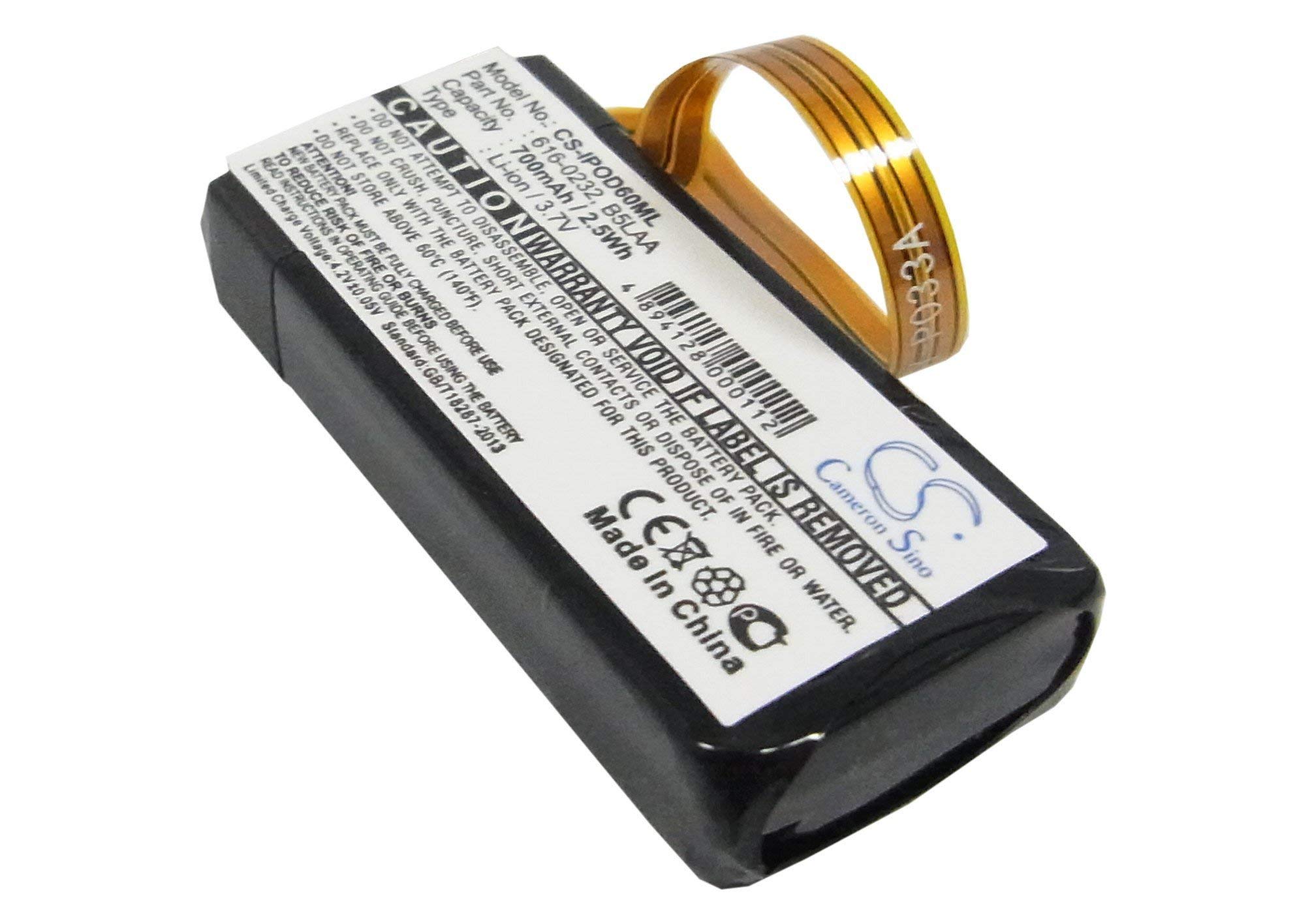 Cameron sino 700mAh Li-ion Replacement 616-0232 B5LAA B6DAH 696-0106 Battery for iPod Video 60G 80G, iPod Classic 120GB 160GB MA003LL/A MA147LL/A with Tools Kit