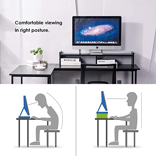 ivinta Modern L-Shaped Computer Office Desk, Gaming Corner Desk with Monitor Stand, Home Office Study Writing Table Workstation for Small Spaces
