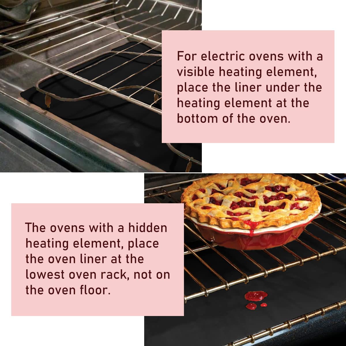 3 Pack Oven Liners for Bottom of Oven, Large Reusable Heavy Duty Oven Liners Protector Mats for Gas Oven Electric Oven Baking Sheet Toaster Microwave Grill, Nonstick BPA and PFOA Free, 23.62x15.75 in