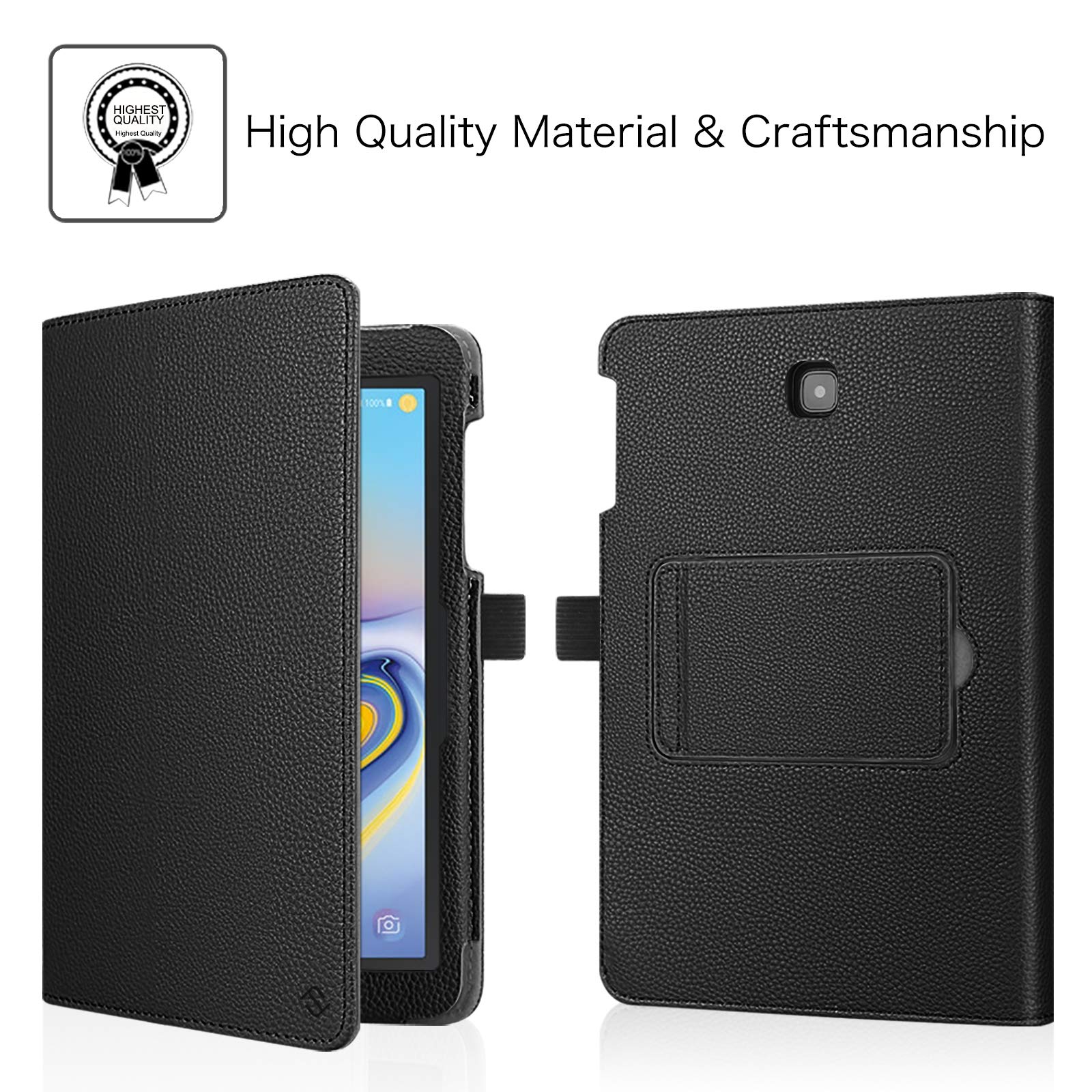 Fintie Folio Keyboard Case for Samsung Galaxy Tab A 8.0 2018 Model SM-T387, Premium PU Leather Stand Cover with Removable Wireless Bluetooth Keyboard, Black