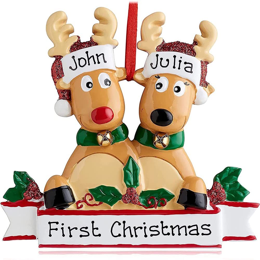 2023 Personalized New Home Small Bulk DIY Custom Cute Reindeer Family of Seven Christmas Hanging Decorations Ornaments Kits Sets for Tree for Outdoors Christmas Deer