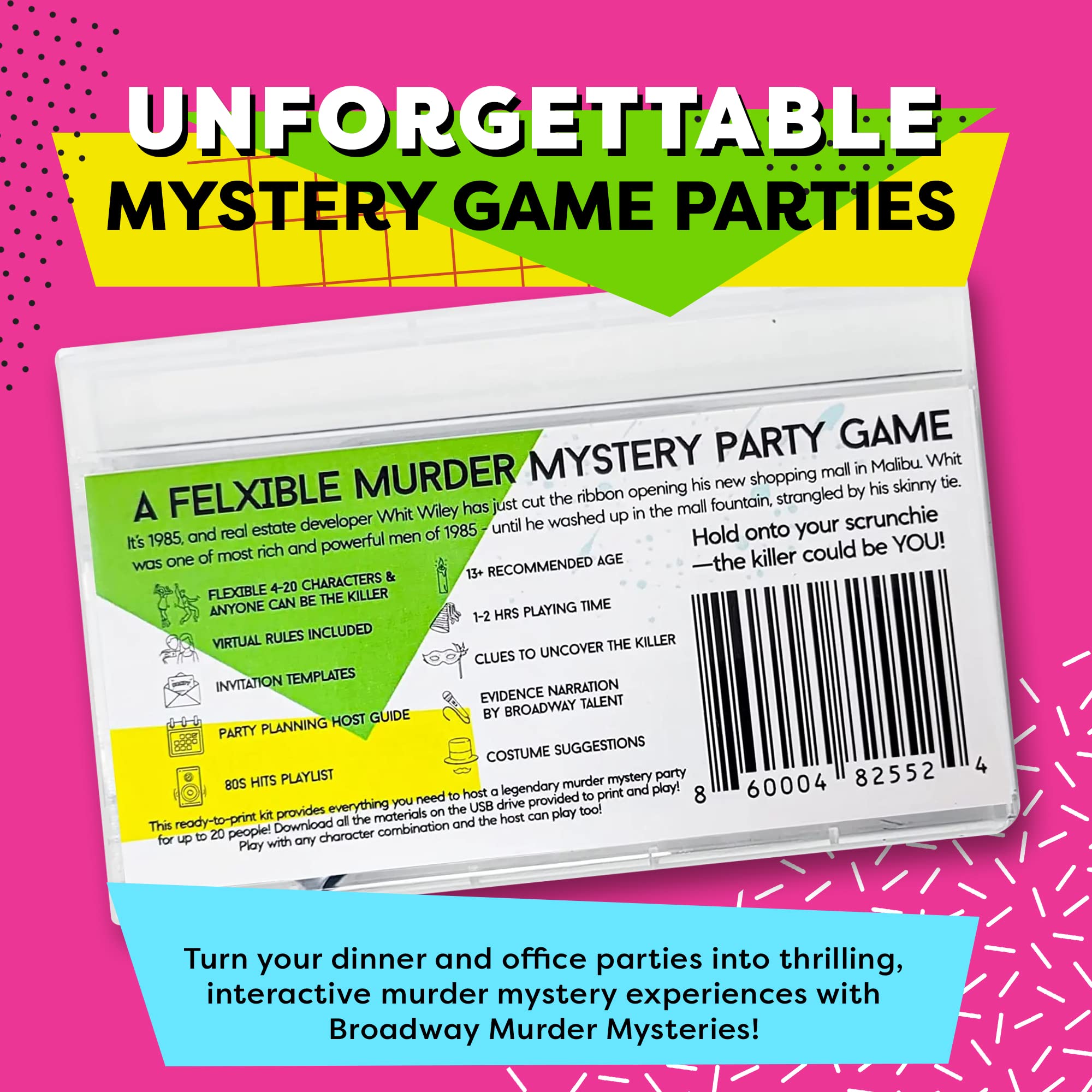 80s Mall Murder Madness | A Totally Tubular 1980s Themed Murder Mystery Game | Flexible 4-20 Players | in-Person & Virtual Downloadable Files