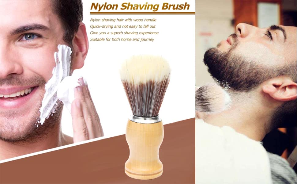 Luxxii - (2 Pack) Men's Shaving Brush with Wooden Handle Pure Big Nylon Hair Soft Face Cleaning Makeup Facial Razor Brush Shave Tools