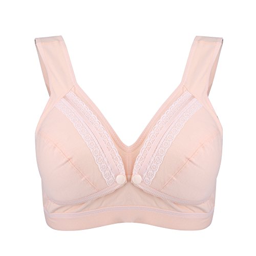 AYNEFY Nursing Bra Lightly Padded Cotton Nursing Breast Feeding Prevent Sagging Pregnant(M(34=75)-Beige)