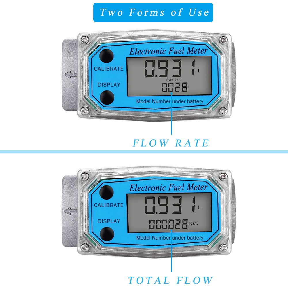 Digital Turbine Flow Meter,1″ Digital LCD Display with NPT Counter Gas Oil Fuel Flowmeter,Pump Flow Meter,Diesel Fuel Flow Meter for Measure Diesel, Kerosene, Gasoline