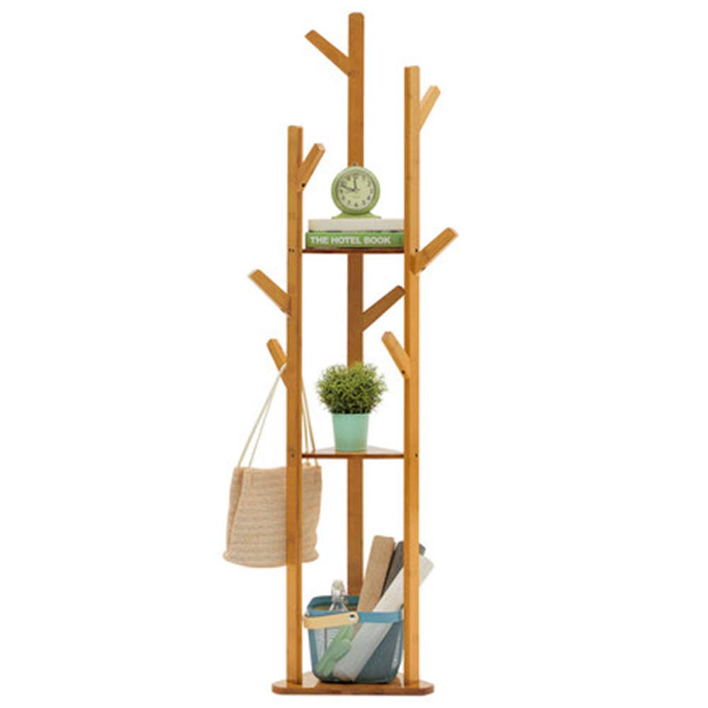 LUYIYI Solid Wood Simple Floor Simple Modern Clothes Rack Finishing Rack Living Room Storage Rack