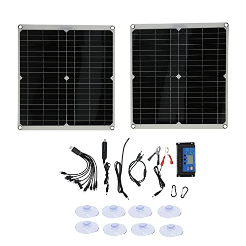 2Pcs 20V 25W Flexible Solar Panel Module with 20A Solar Controller Cable Battery Clip - Solar Power Parts for Efficient Solar Charging and Control