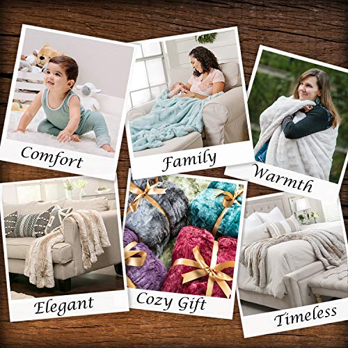 Chanasya Faux Fur Ombre Throw Blanket - Super Soft, Lightweight Minky Blanket with Fuzzy Sherpa Side - 50" x 65β - Brown