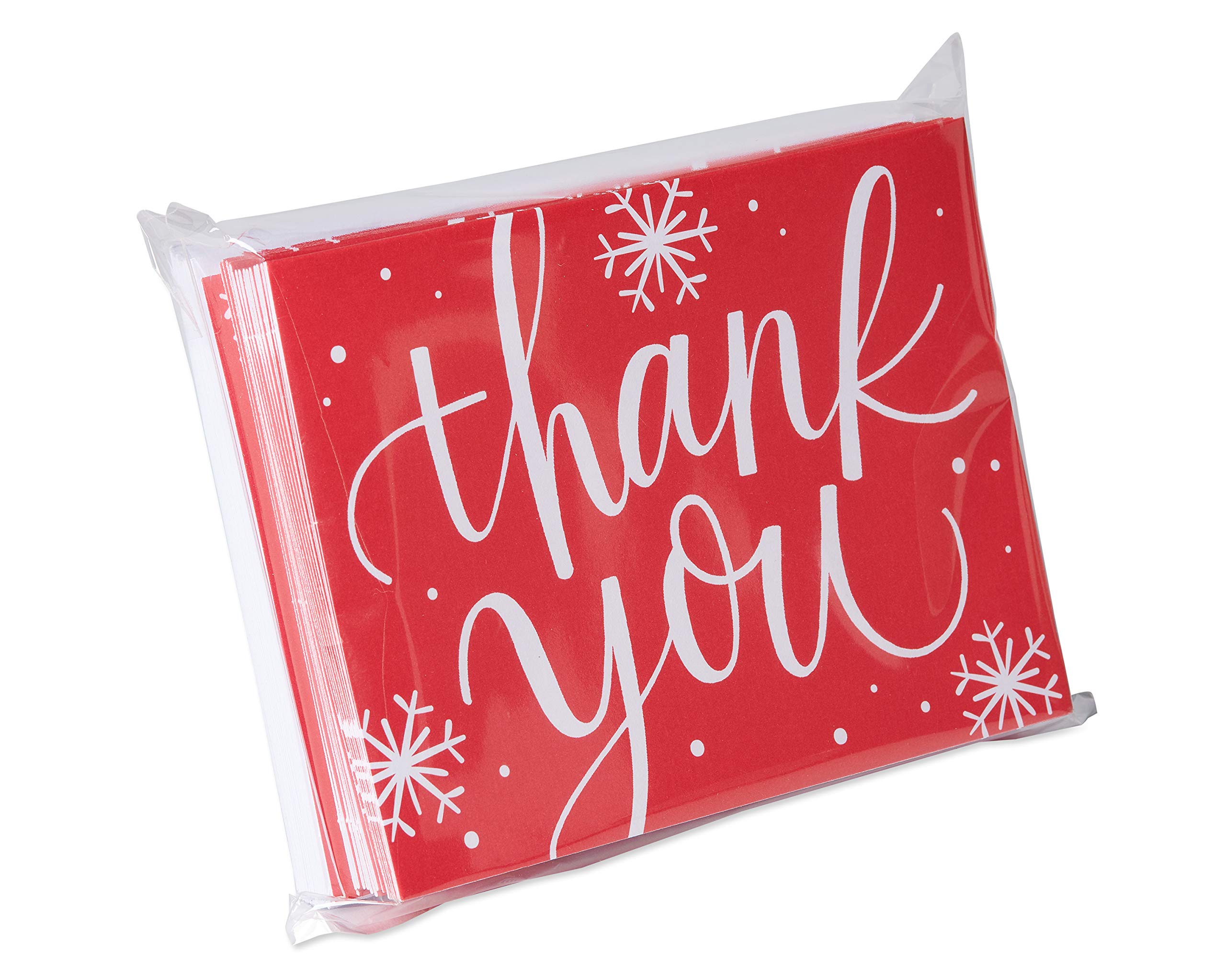 American Greetings Holiday Thank you Cards with Envelopes, Red Snowflakes (25-Count)