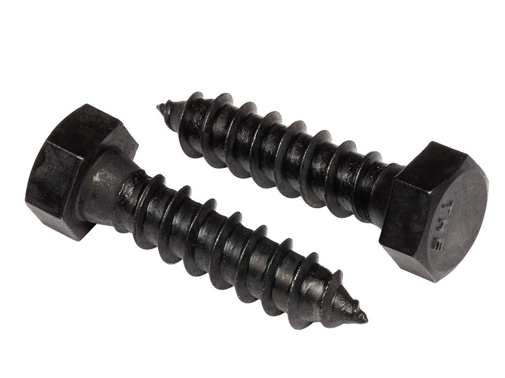 3/8 in. x 1-1/2 in. Black Hex Lag Screws (10 pcs) for Interior Use Only, Black Oxidized in USA by Makers Bolt