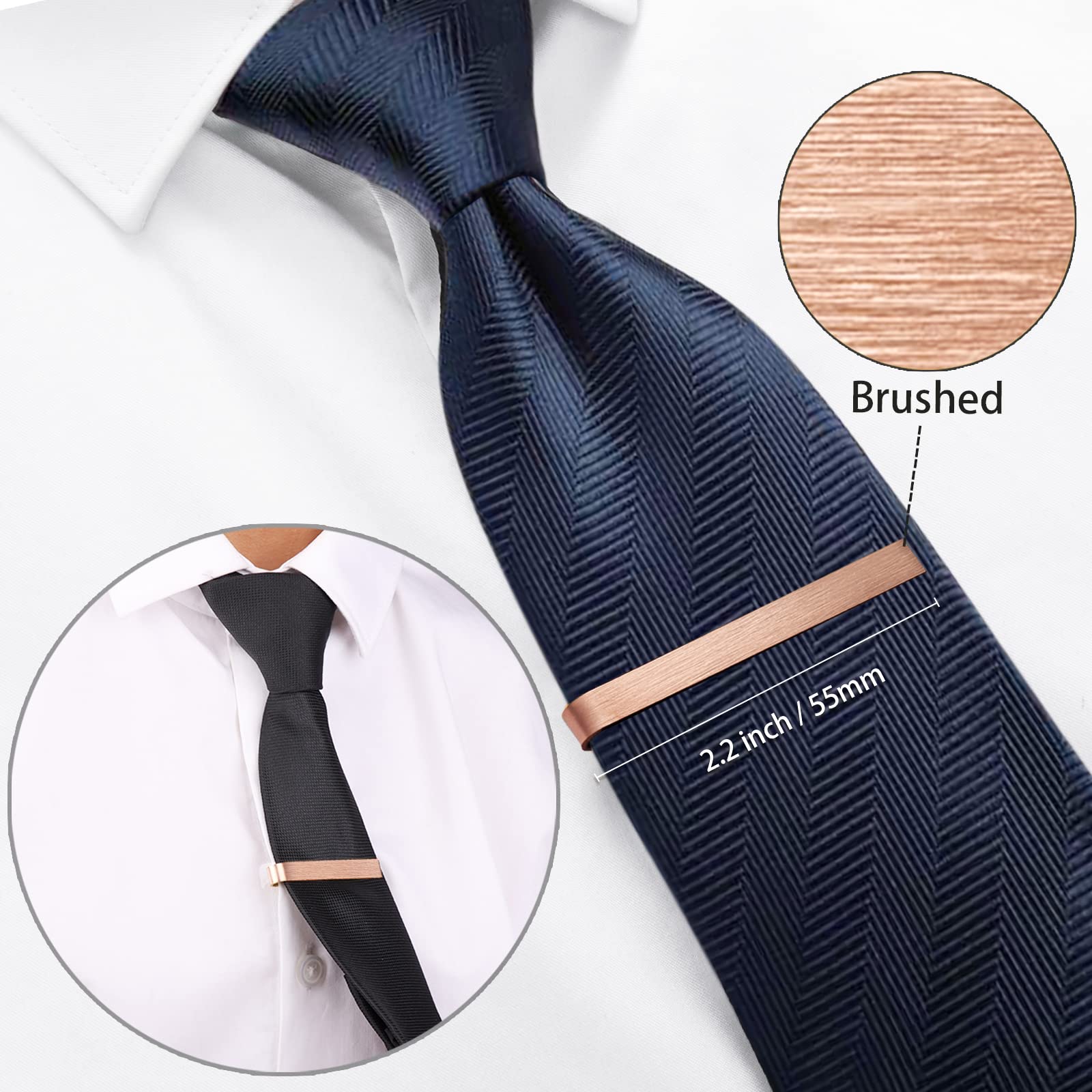 2.2 Inch Tie Clips for Men’s Regular tie in Gift Box, Tie bar & Pins Set for Necktie in Black Red White Blue Color, Suitable for Wedding Anniversary Valentine's Day Christmas Party Daily Wear