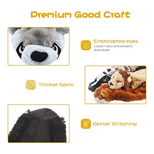 Dog Squeaky Toys, No Stuffing Plush Dogs Chew Toy for Small Medium Large Breed Chewer Stuffless Squeak Boredom and Stimulating Tough Durable Puppy Teething Chewing Aggressive Interactive Birthday Gift