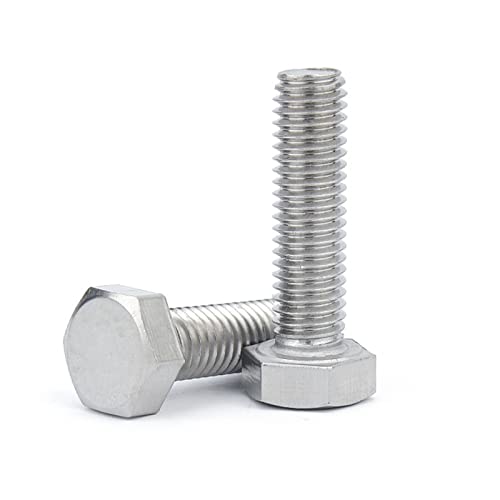 3/8-16 × 1" Hex Head Screw Bolt, 304 Stainless Steel 18-8, Full Thread, Coarse Thread UNC, ASME B18.2.1, 10 Pcs-Pack