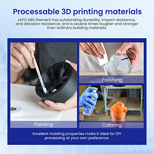 JAYO ABS 3D Printer Filament, Impact and Heat Resistant ABS Filament 1.75mm Dimensional Accuracy +/- 0.02mm, 0.65KG Cardboard Spool 3D Printing Material Fits FDM Printers, ABS White 650G