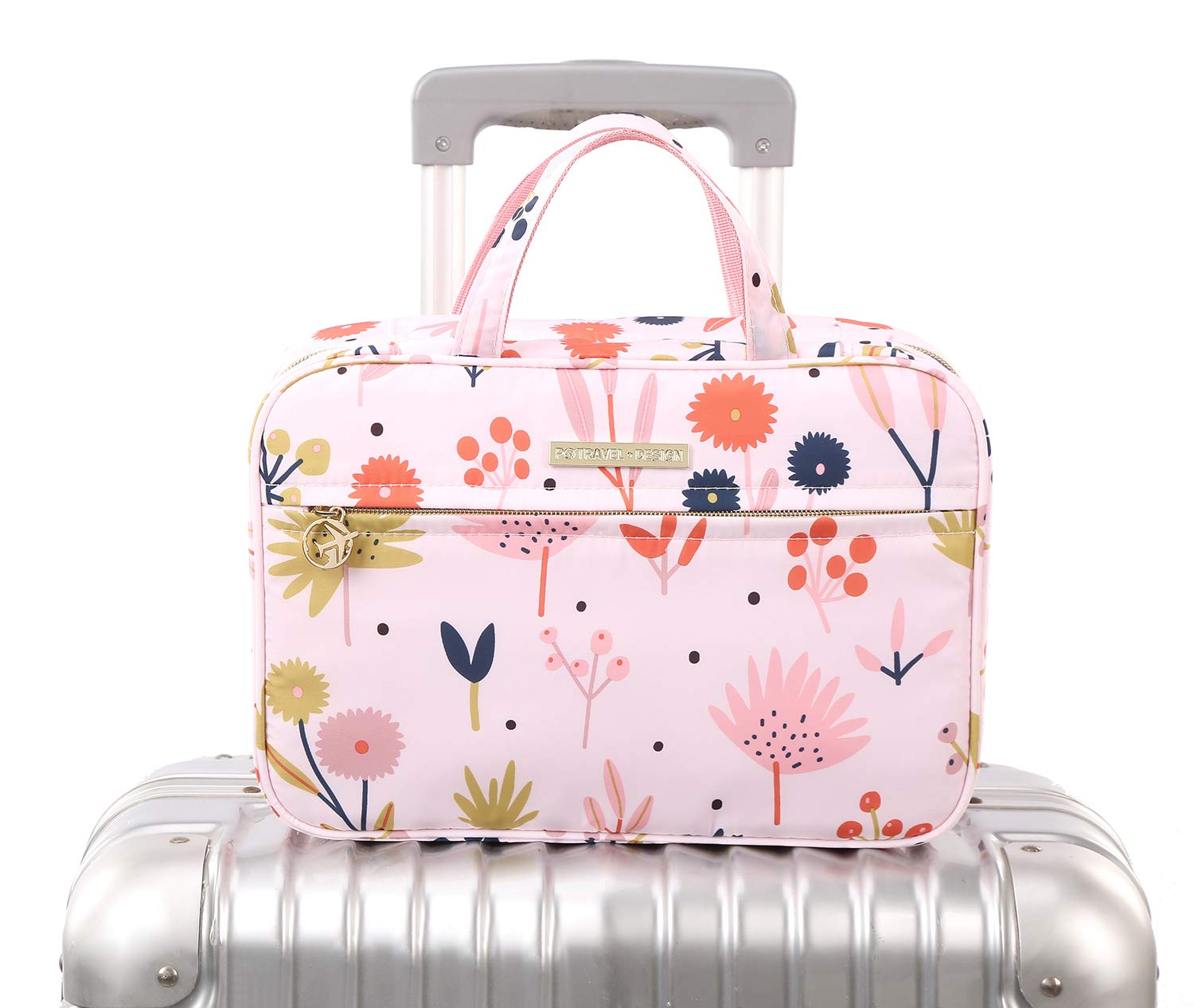 Lychii Hanging Toiletry Bag for Women, Travel Makeup Organizer Cosmetic Case for Bathroom Shower, Large - Floral Printed
