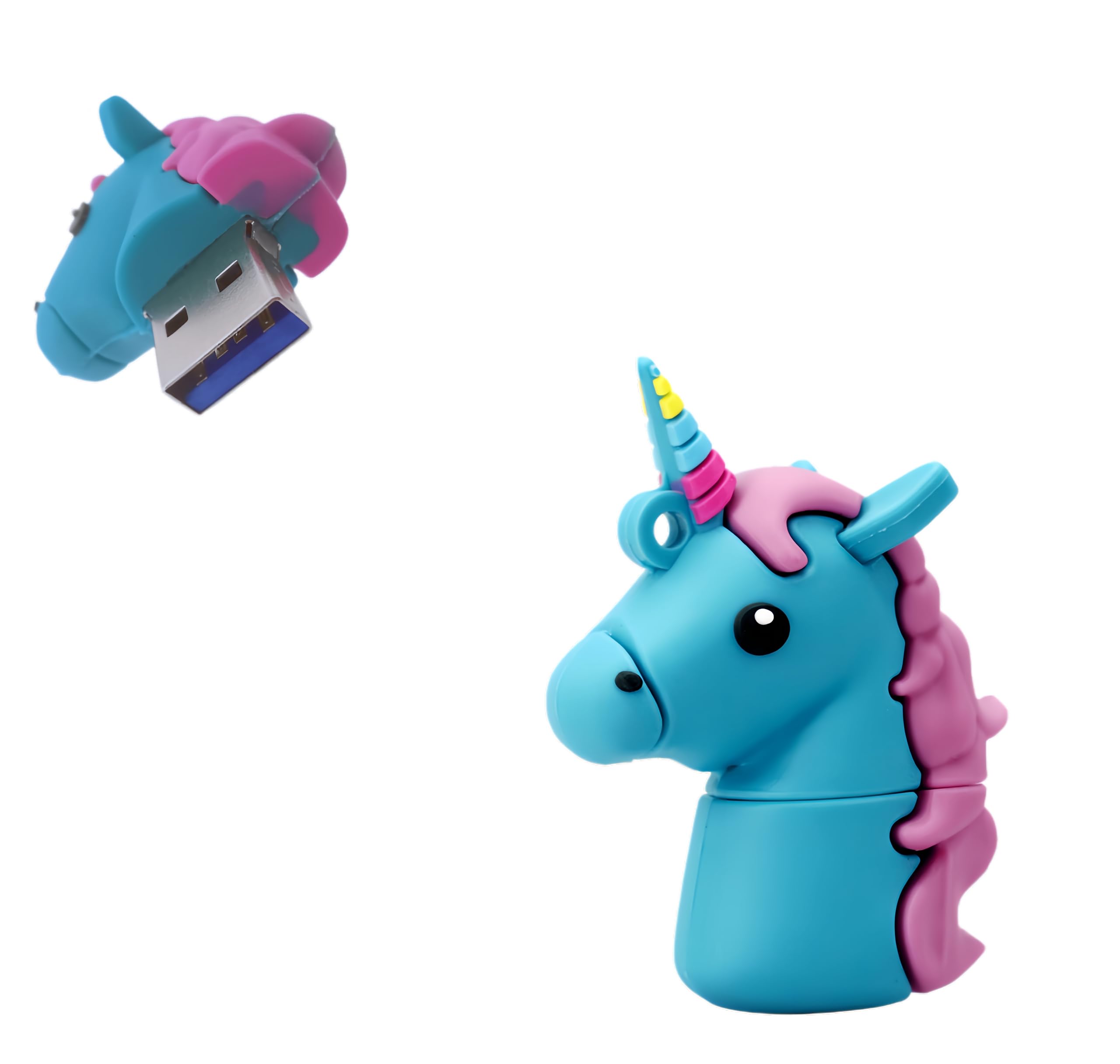 EcooDisk 128GB USB 3.0 Flash Drive Novelty Cartoon Unicorn High Speed Pen Drive Data Storage Blue