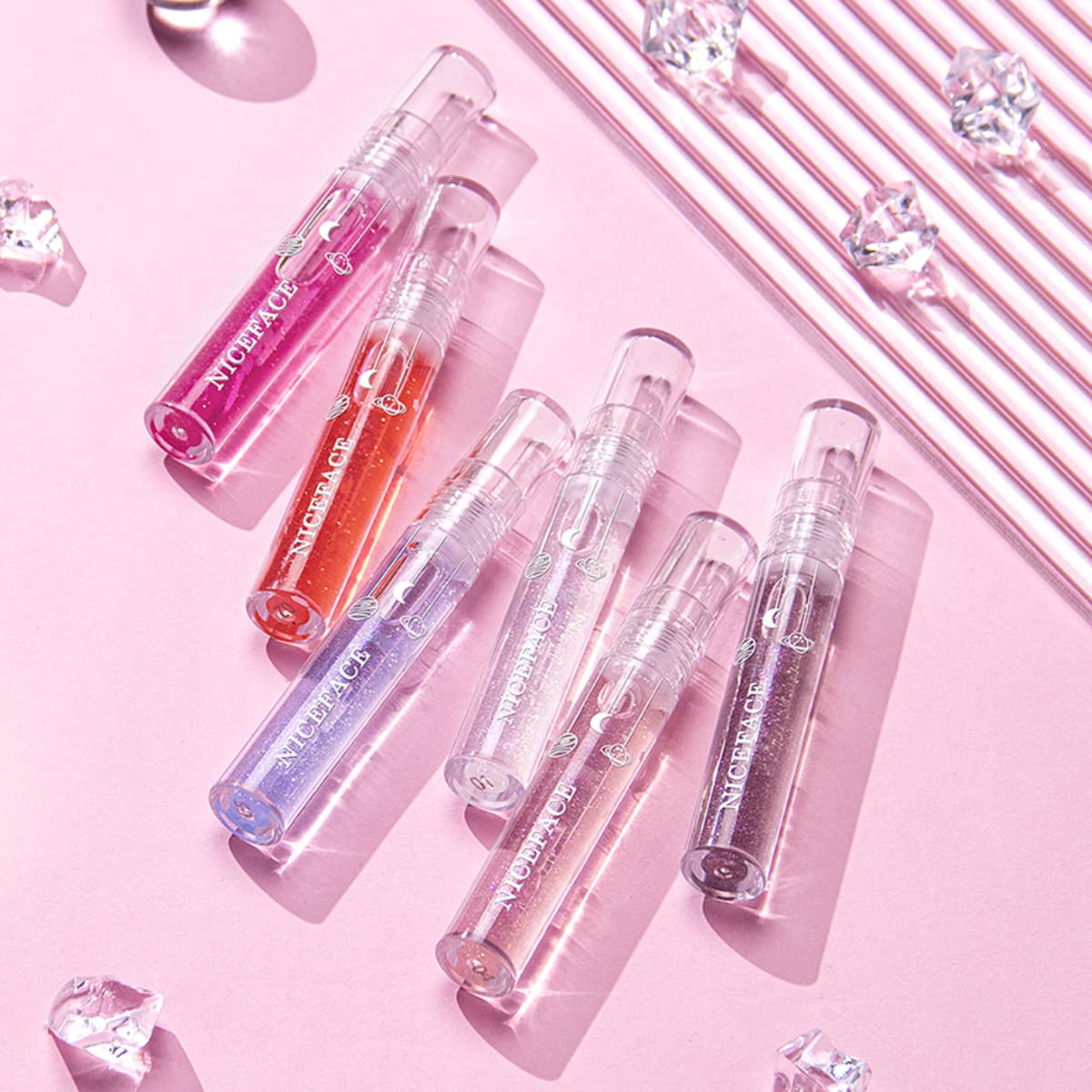 6 Pieces Lip Gloss Kit, Glossy Mirror Clear Lip Glaze Kit, Moisturizing Lip Tint Kit, Summer Makeup Glossy Lip Gloss for Young Girls