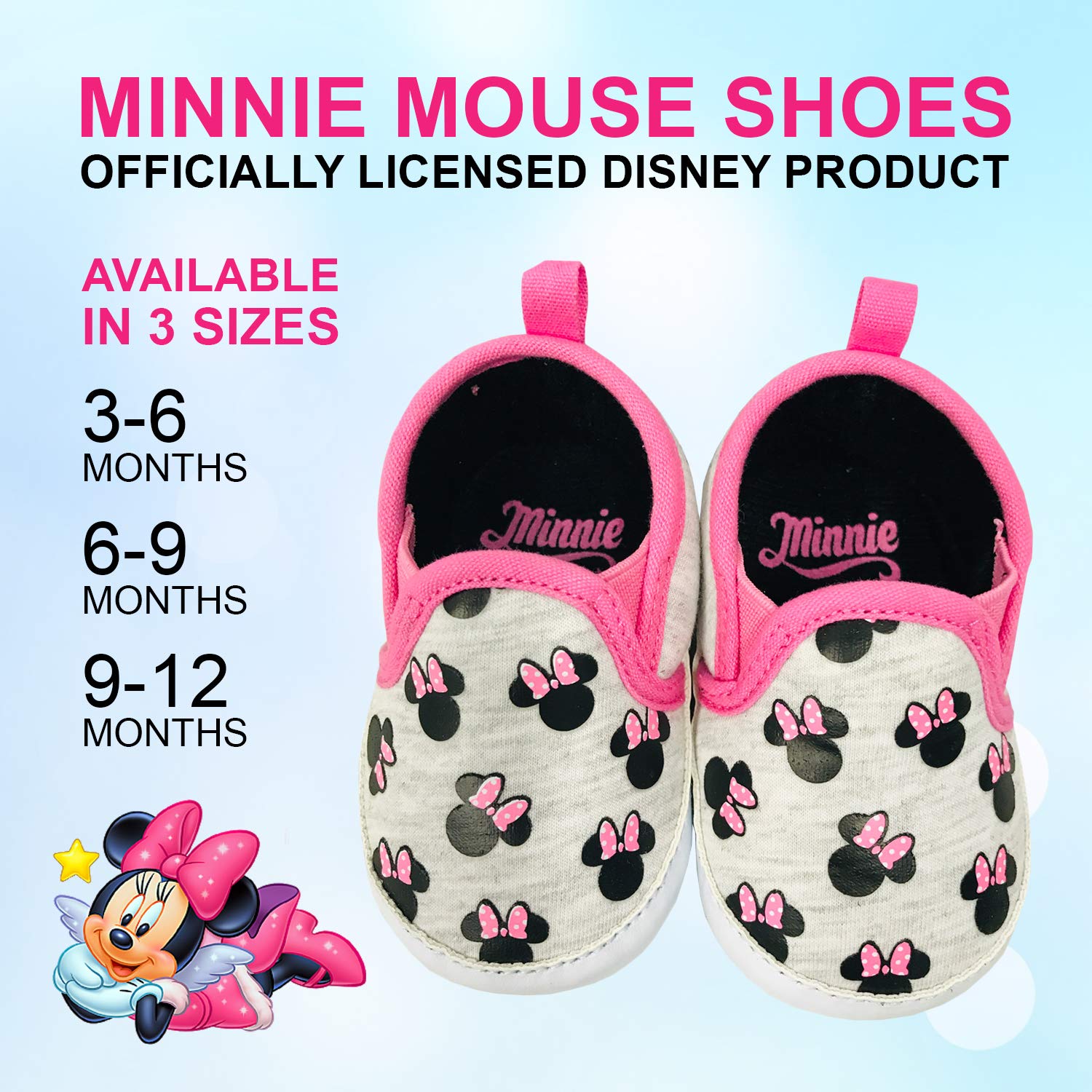 Disney Mickey Mouse Red and Black Infant Shoes (Pink Minnie, us_Footwear_Size_System, Infant, Age_Range, Medium, 6_Months, 9_Months)
