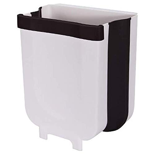Creative Trash Bin Folding Waste Bins Kitchen Garbage Bin Fruits Vegetable Rubbish Container Foldable Car Trash Can Wall Mounted Door Hanging Trash Can Bathroom Waste Storage Bucket Organizer (White)