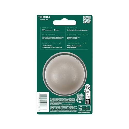 EcoTools Deep Cleansing Facial Brush, Manual Facial Cleansing Brush Exfoliates & Deeply Cleanses, Remove Makeup & Dry Skin, Eco-Friendly Face Brush for Cleansing, Color May Vary, 1 Count