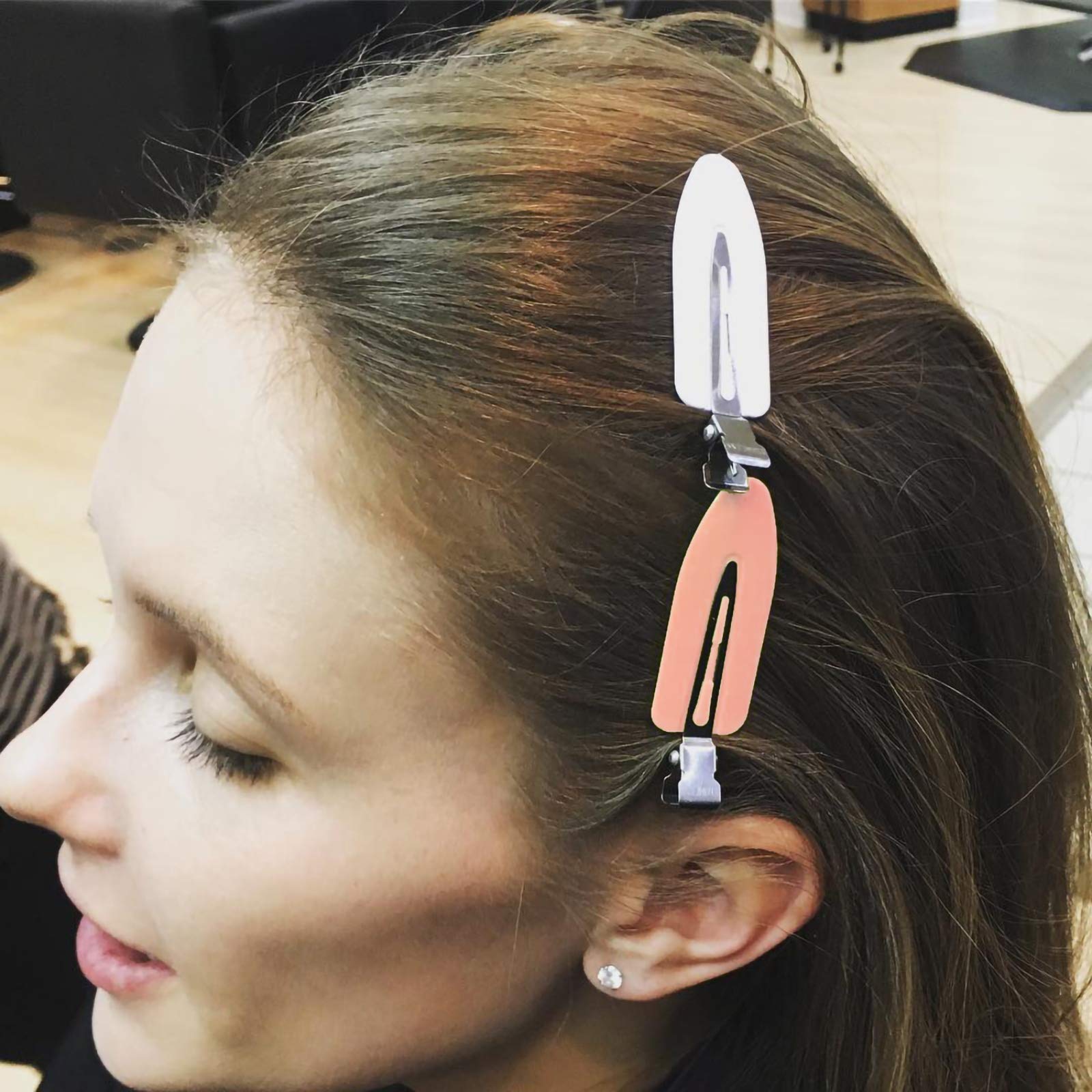 QUEENTI Hair Clip, 12Pcs No Crease Hair Clips for Styling, Makeup, Sleeping, Makeup Application ABS Resin and Stainless Steel, Non Slip, No Bend Design, Suitable for All Hairstyles