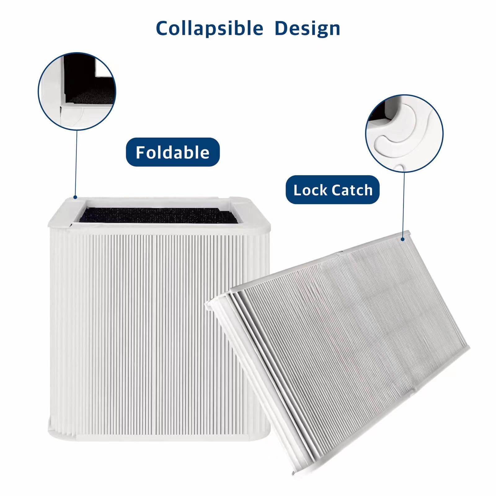 2 Pack 211+ Replacement Filter Compatible with Blueair Blue Pure 211+ Air Cleaner Purifier, Foldable Particle and Activated Carbon Replacement Filter