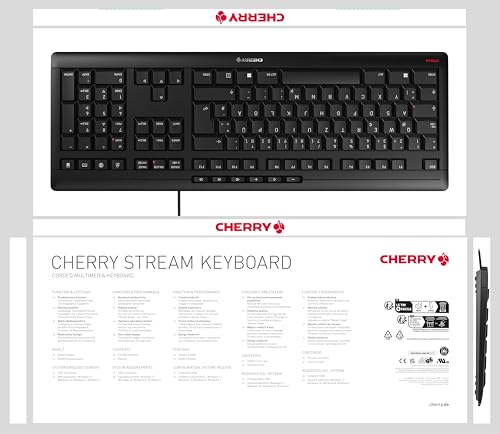 Cherry Stream Keyboard - Wired USB Keyboard - SX Scissors Mechanism - GS Approval - QWERTY β White