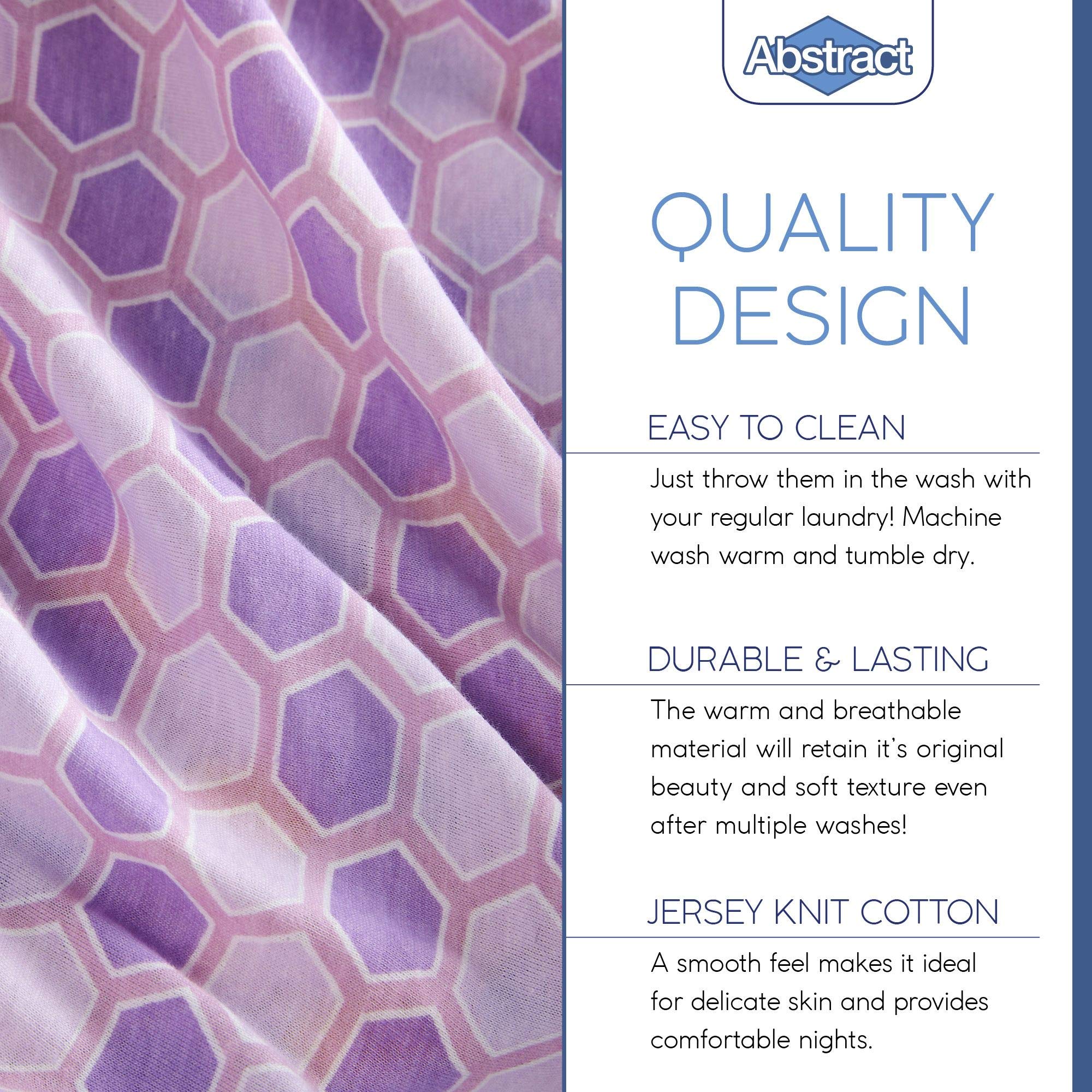 Fitted Crib Sheets for Portable Crib – Super Soft, 100% Jersey Cotton – 24” x 38” – for Boys and Girls, Fits Mini Mattresses - Covered Elastic Hem – Lavender Honeycomb– by Abstract