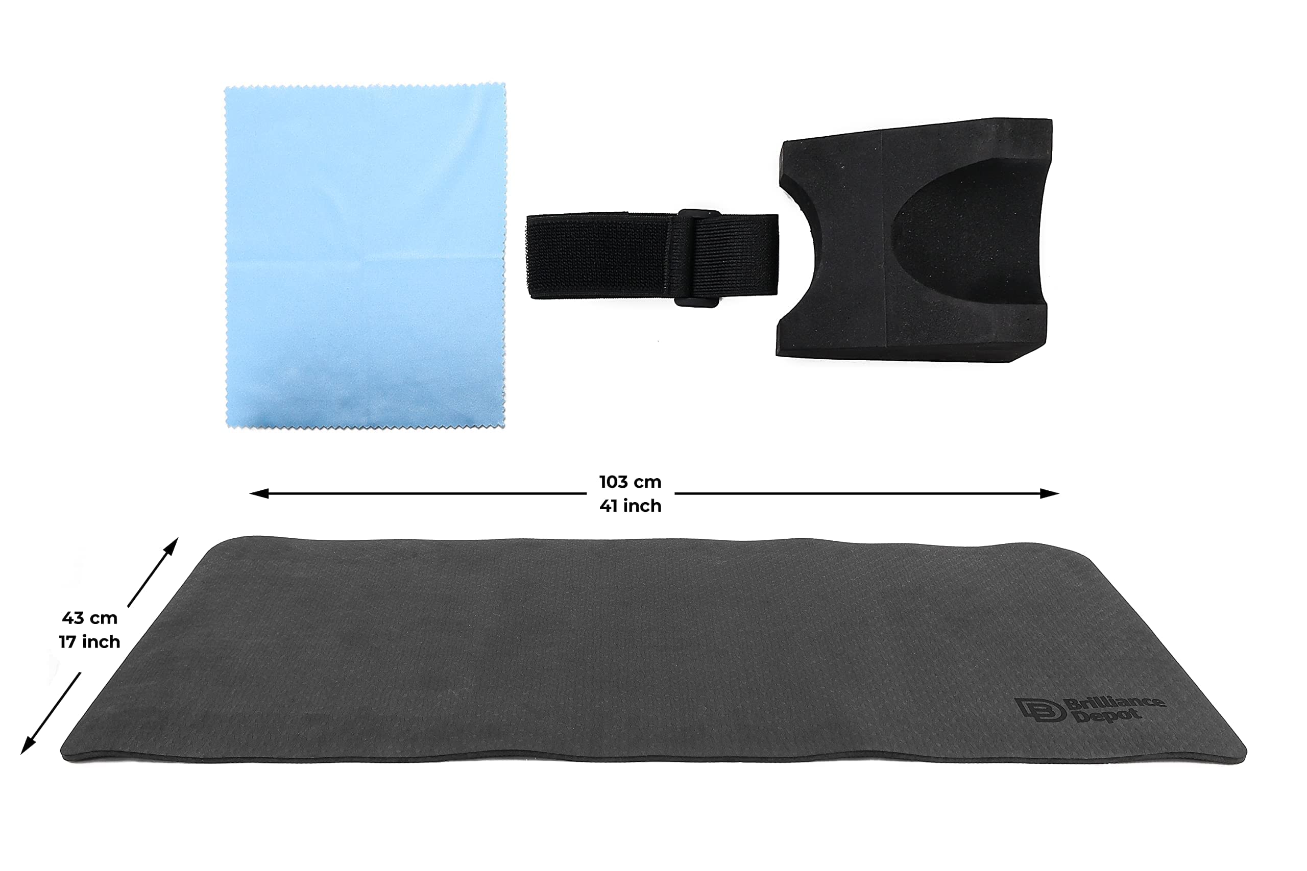 Brilliance Depot Guitar Mat with Cradle Neck Support - Durable, Non-Slip High Quality TPE Material - Complete with Microfiber Guitar Cloth