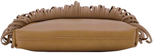 B BRENTANO Vegan Fringed Crossbody Bag with Studs (Mustard)