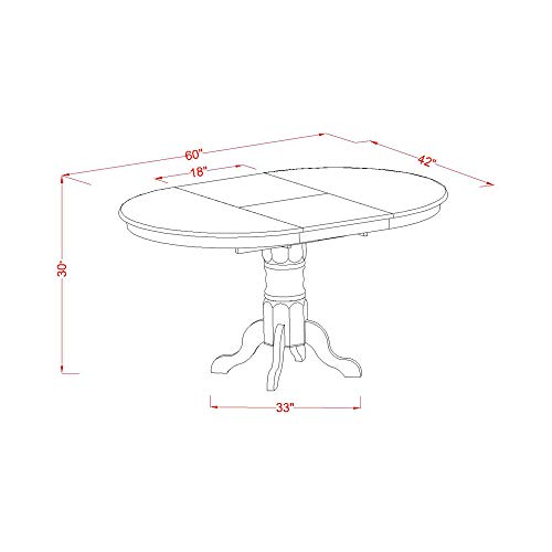 EAST WEST FURNITURE 7 Pc Dining-Room Set Dining Table With Self Storing Leaf And Six Wood Seat Dining Chairs.