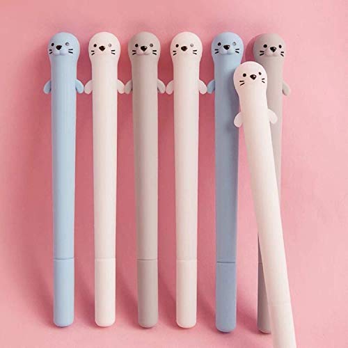 Doraking 3pcs 0.5mm Fine Point Gel Pens, Cute Cartoon Otters Refillable Gel Ink Pens, Black Ink Pen for Writing Note with Box (Otter)