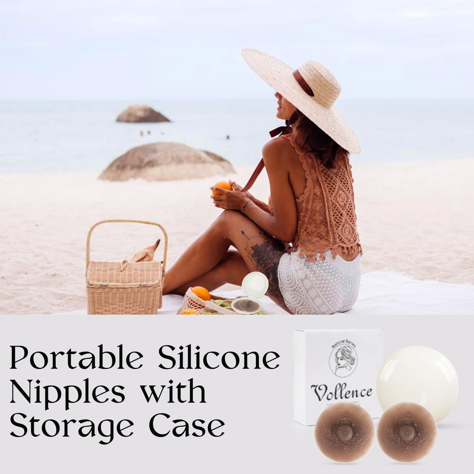 Vollence Adhesive Silicone Nipples Reusable Attachable Nipple for Breast Forms