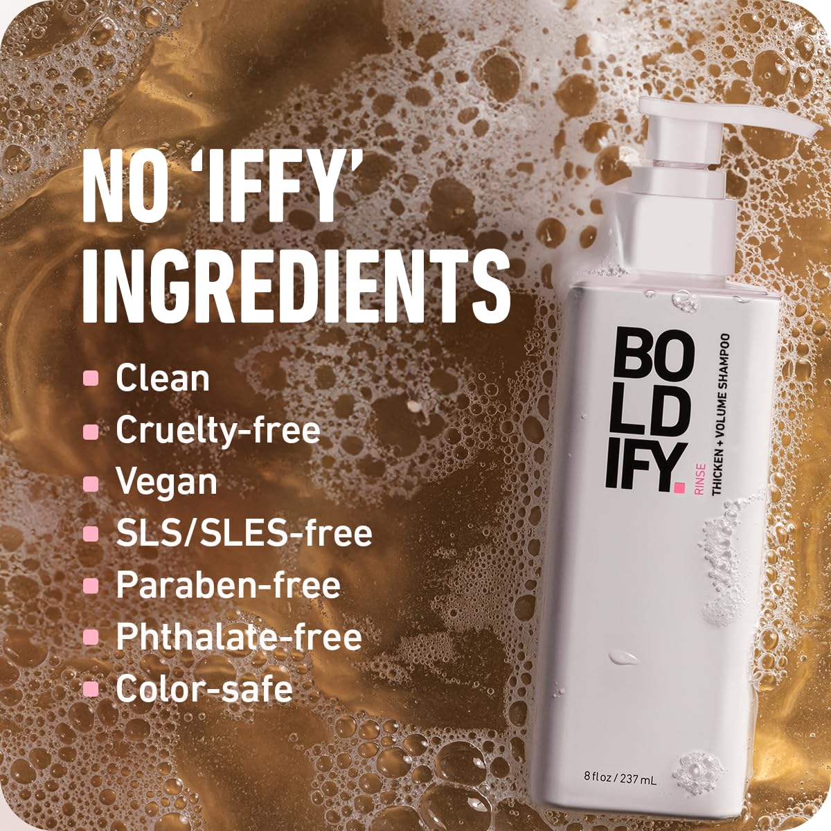 Boldify Thickening Shampoo - Rice Water Shampoo for Thinning and Oily Hair - Volumizing Shampoo for Fine Hair, Weightlessly Removes Excess Oil - 8oz