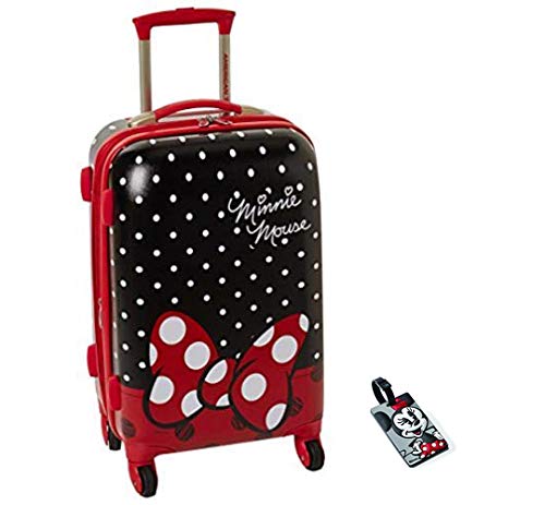 American Tourister Disney Minnie Mouse Red Bow Hardside Spinner 21 with Matching ID Tag