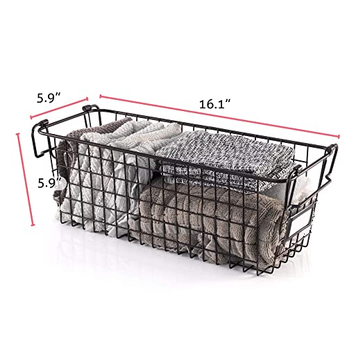 Granrosi Wire Baskets For Storage Pantry Baskets, Set of 2 Wire Storage Baskets, Wire Baskets for Organizing, Large Wire Basket, Kitchen Organization Baskets, Metal Basket for Storage - L - Bronze