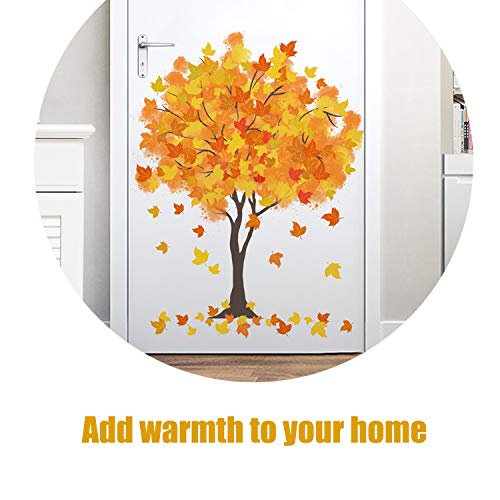 Tree Wall Stickers,Leaf Wall Stickers Fall Maple Leaf Stickers Felt Fall Tree Decals Autumn Maple Leaf Decors Window Sticker Wall Decals for Kids Bedroom Living Room Nursery Rooms