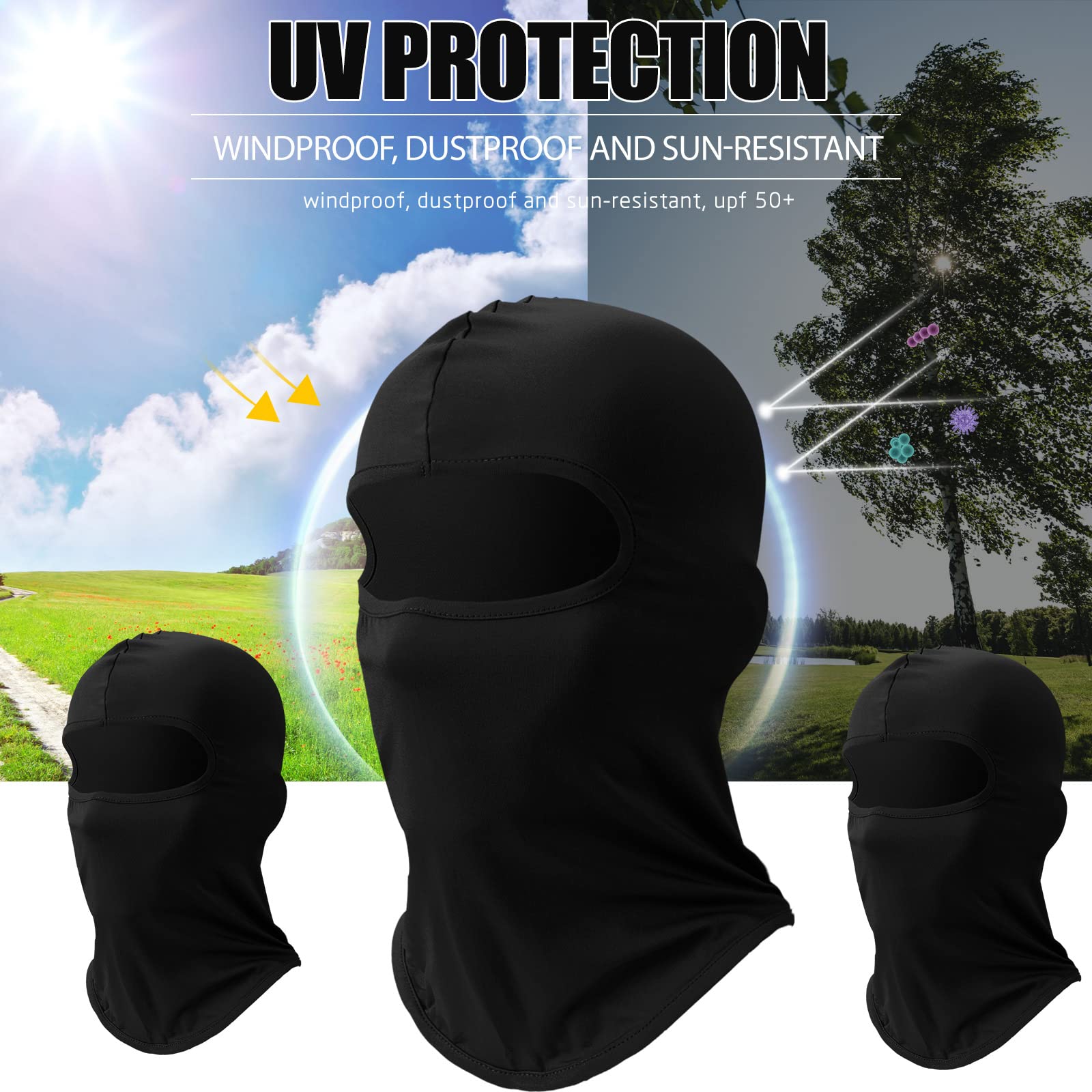 30 Pcs Balaclava Ski Face Mask Full Face Cover Mask UV Protection Cooling Neck Gaiter Winter Summer for Men Women Outdoor (Black, Simple Style)