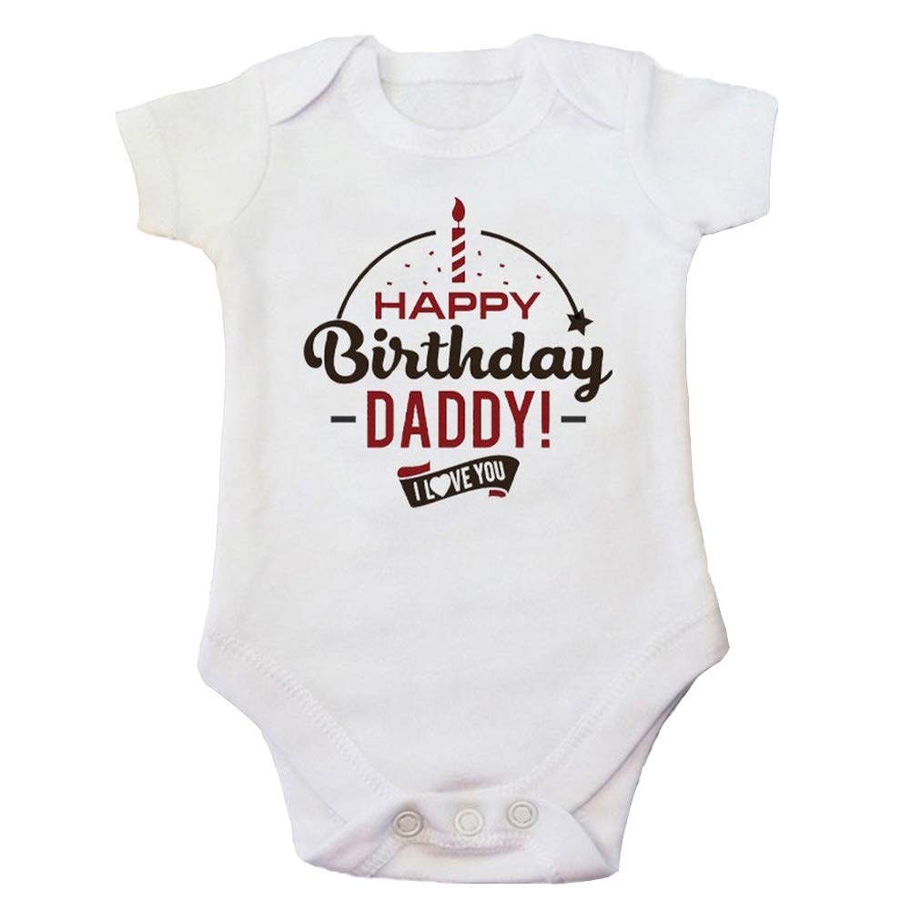 G-Amber Happy Birthday Daddy I love You Baby Boys Girls Romper Bodysuit Infant Funny Jumpsuit Outfit(6-9M)