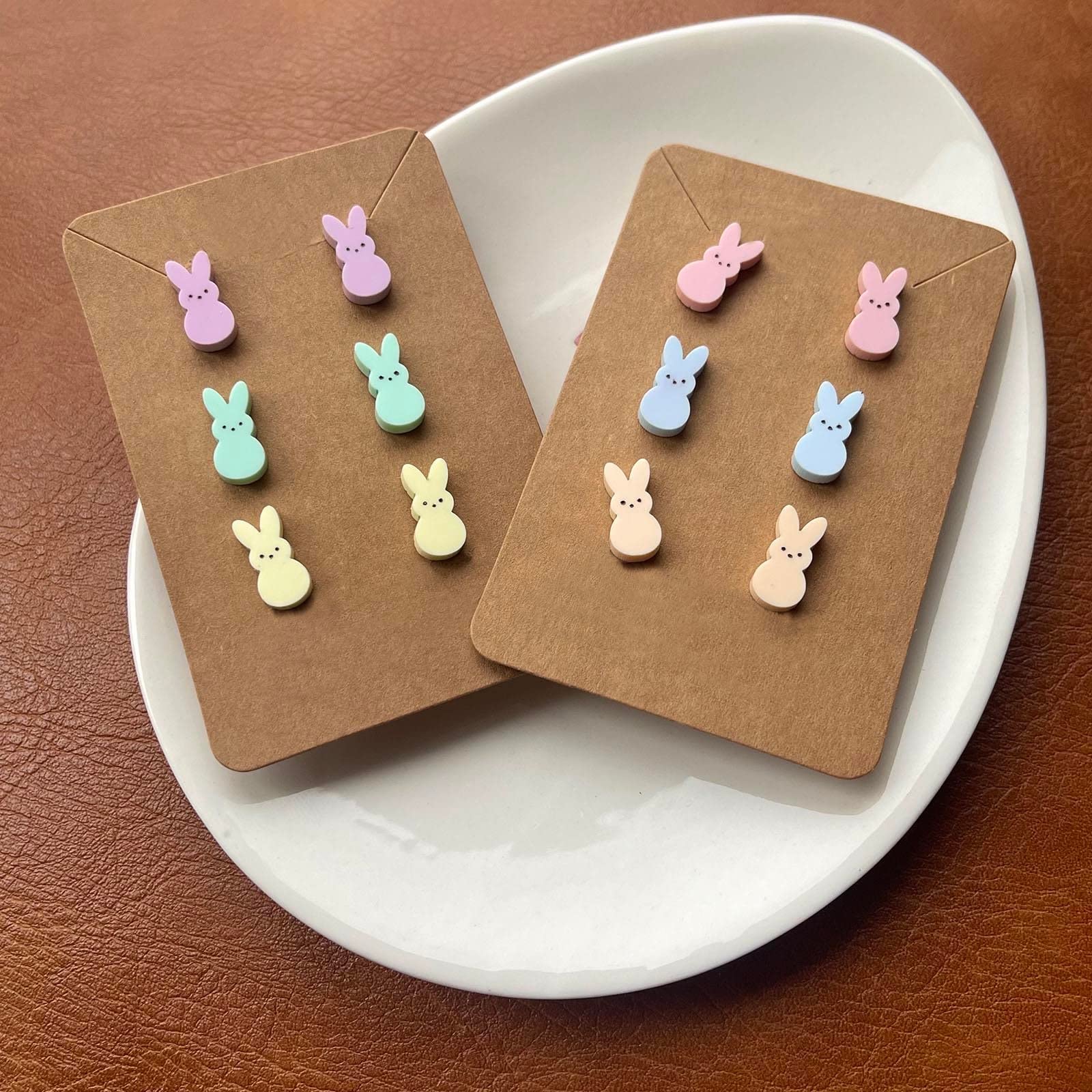 3Pairs Easter Bunny Earrings, Spring Earrings Acrylic Easter Gift Spring Jewelry Rabbit Earrings