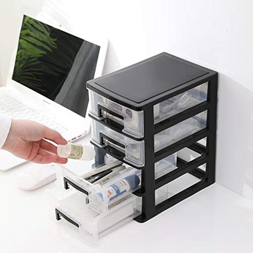 Gatuida Plastic Storage Drawers, Clear Desktop Drawer Storage Cabinet Storage Case Storage Box Multilayer Sundries Holder for Home School Office
