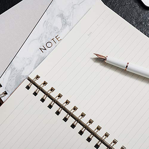Jessydream Hardcover Notebook,Marble Spiral Journal Notebook, 7.52”x10.3”, 160 Pages Thick College Ruled Paper, Double Wire-O (Black)