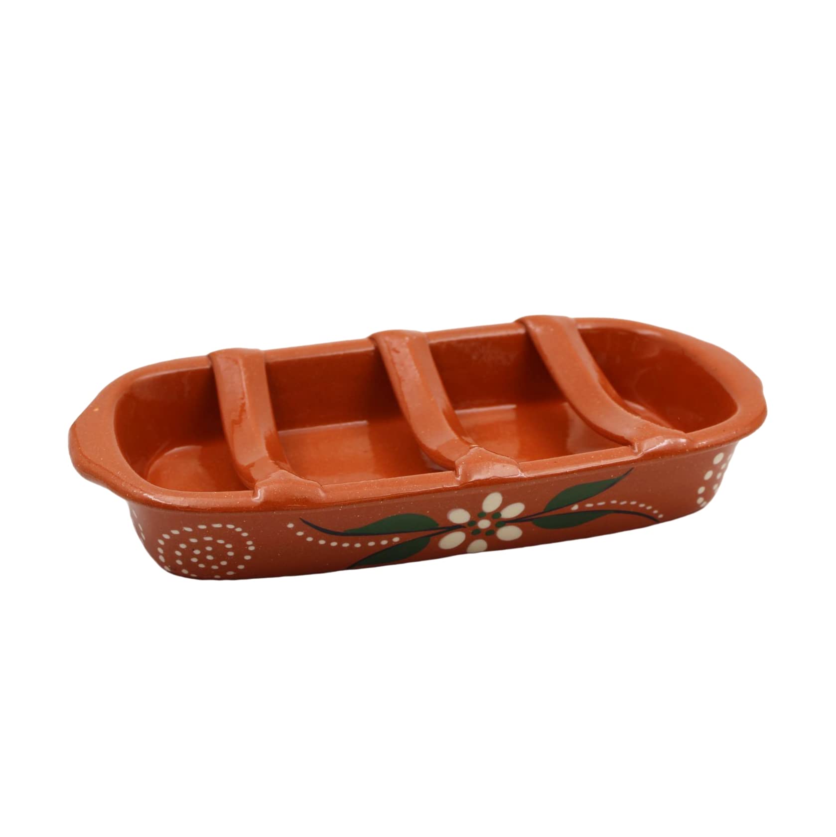 Hand Painted Terracotta Portuguese Rectangular Sausage Roaster