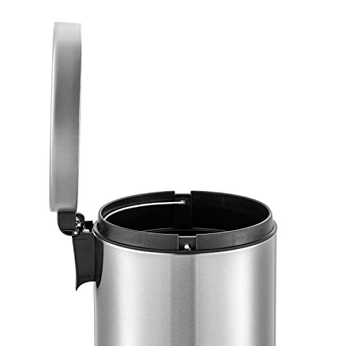 QUALIAZERO Set Heavy Duty Hands-Free Stainless Steel Kitchen/Bath Step Trash Can, Fingerprint-Resistant Soft Close Lid Trashcan, 8Gal & 1.3Gal, Round, Combo