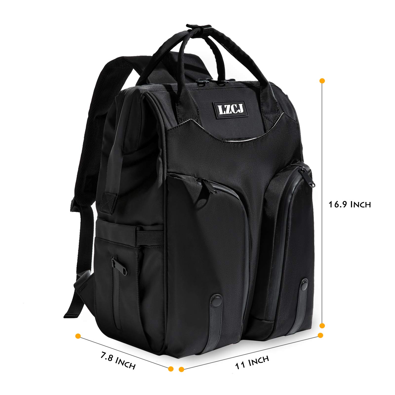 LZCJ Multi-Functional Large-Capacity Travel Backpack, Diaper Bag, Pregnant Woman, Baby, Diaper Changing Bag, Equipped with Thermal Insulation Pocket(Black)